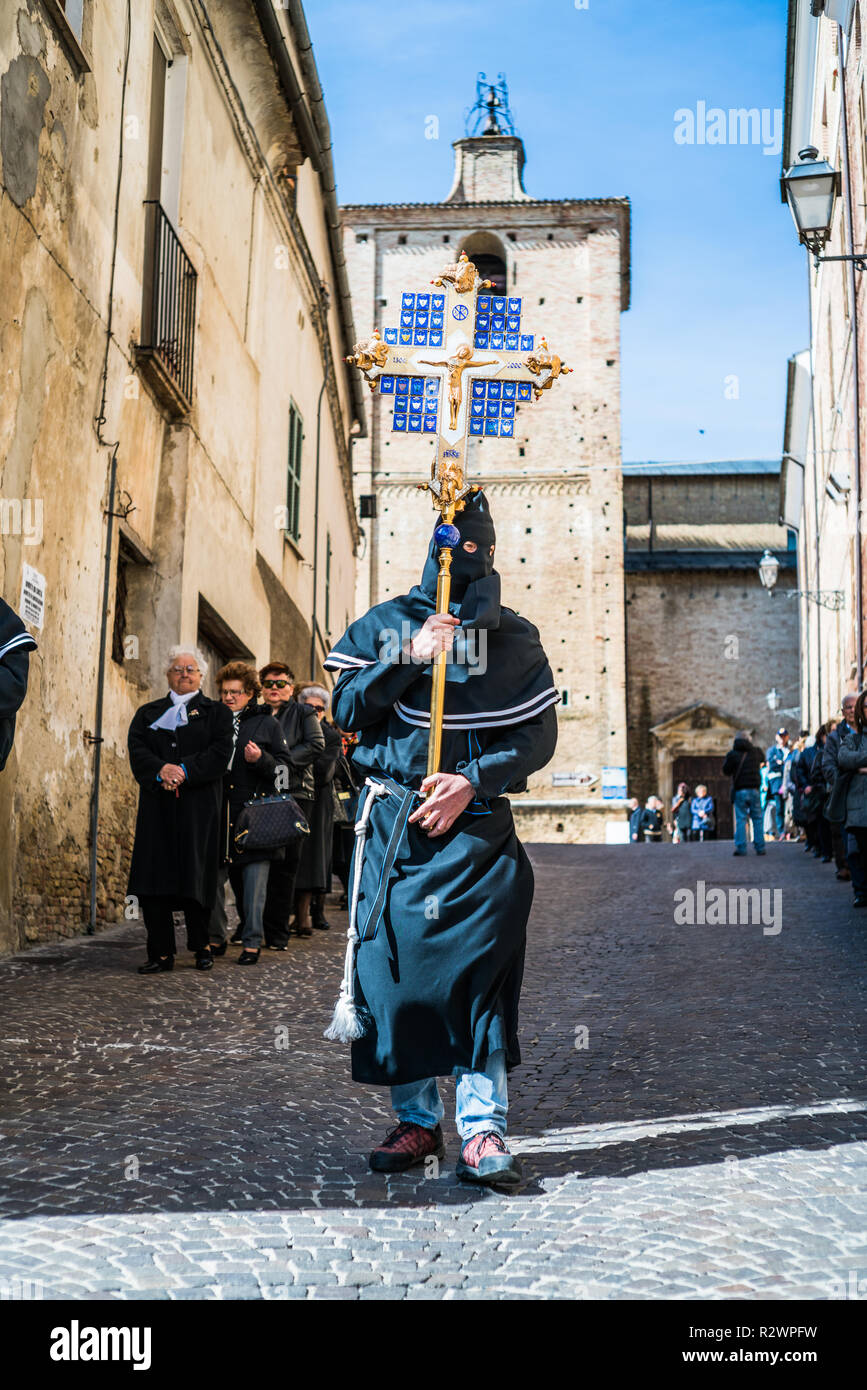 Easter processions in the street of the village Penne, Italy, Europe ...