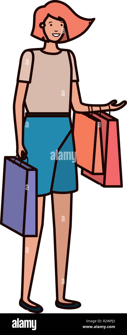 young woman of shopping avatar character Stock Vector Image & Art - Alamy