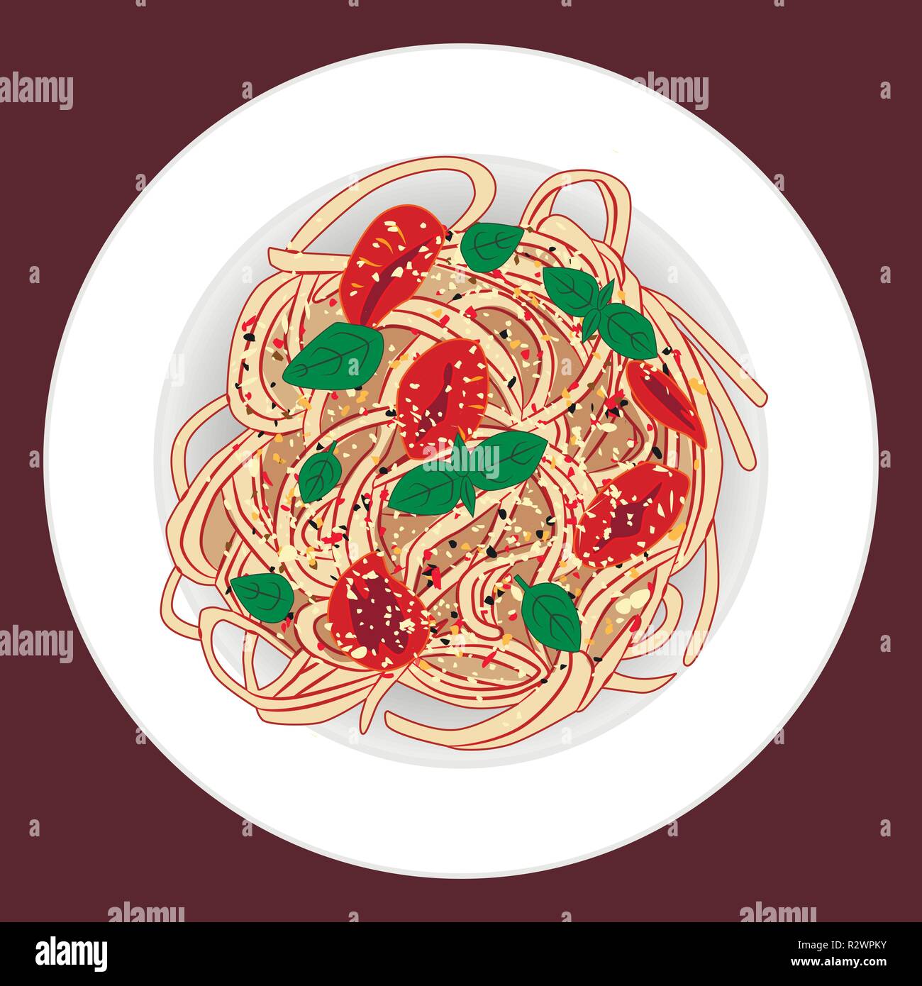 Pasta spaghetti cheese pepper Stock Vector Images - Alamy