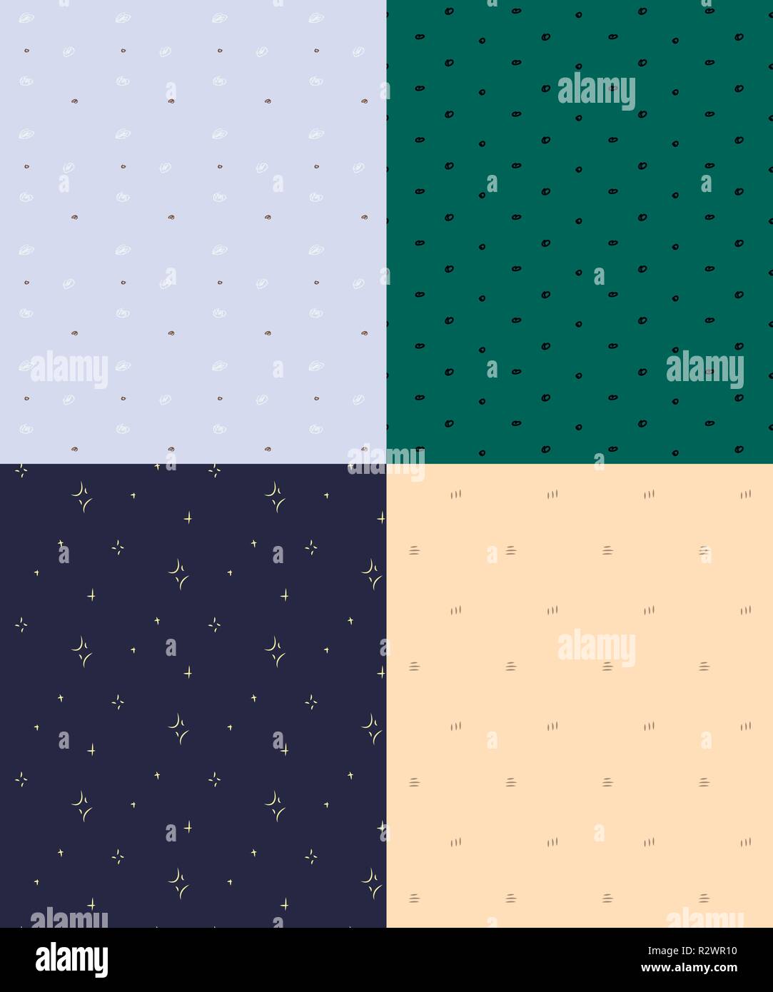 Set of seamless patterns with dots and stars, vector illustration Stock ...