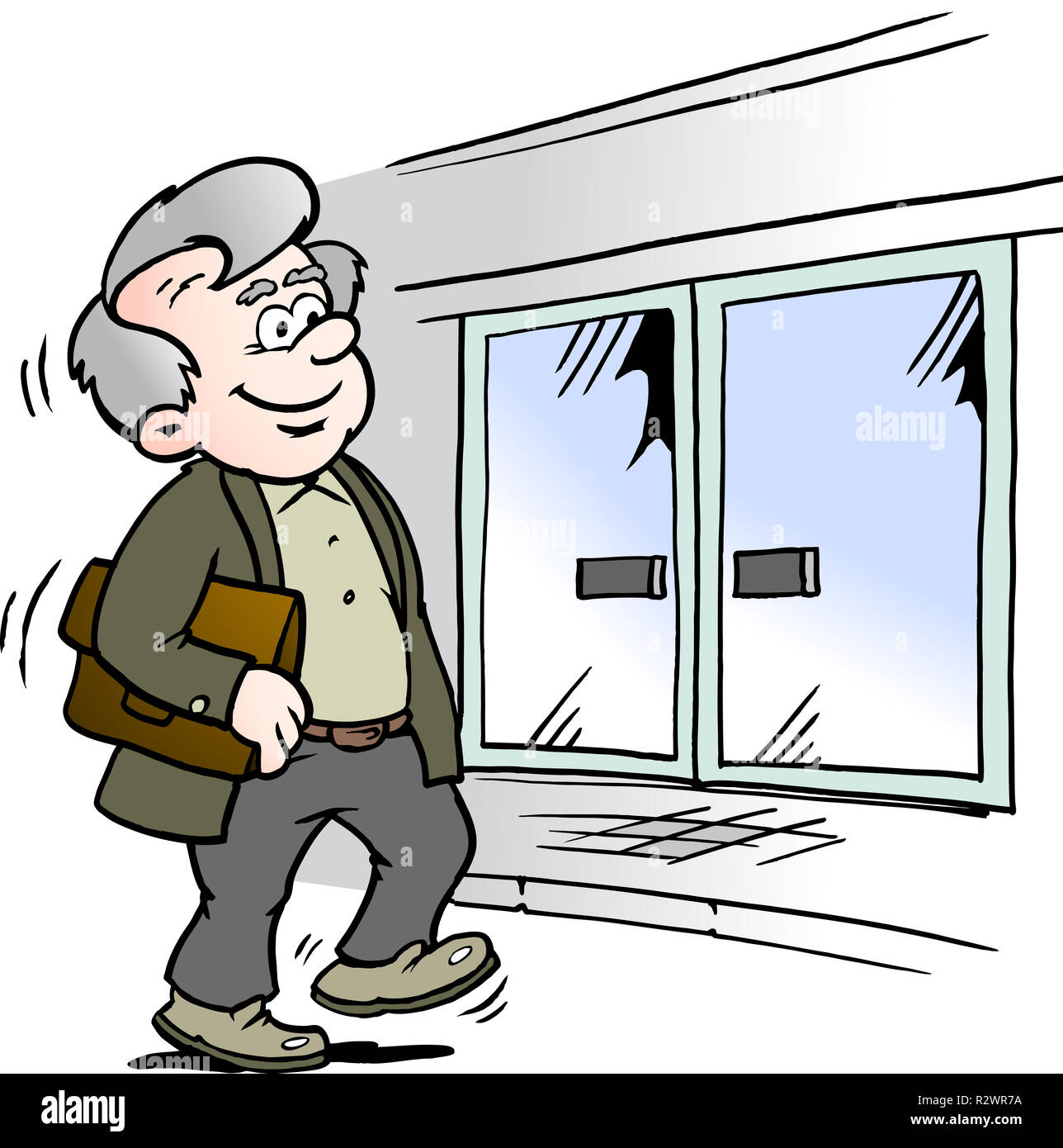 Cartoon Vector illustration of a happy old man vent to a business ...