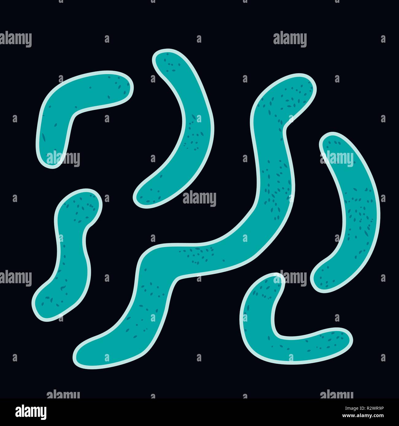 Group of Tenericutes bacterias on black background, vector illustration ...