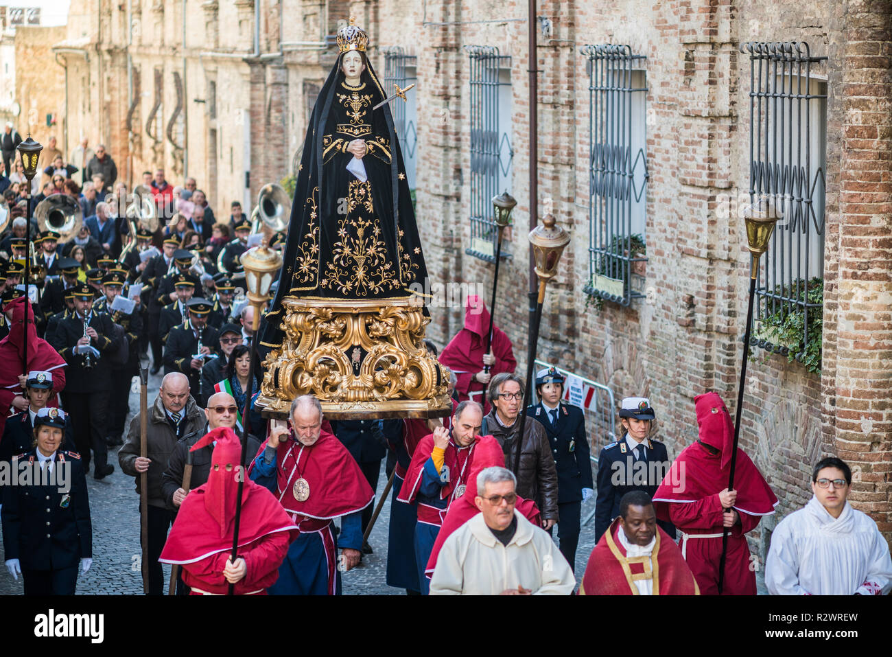Easter processions in the street of the village Penne, Italy, Europe ...