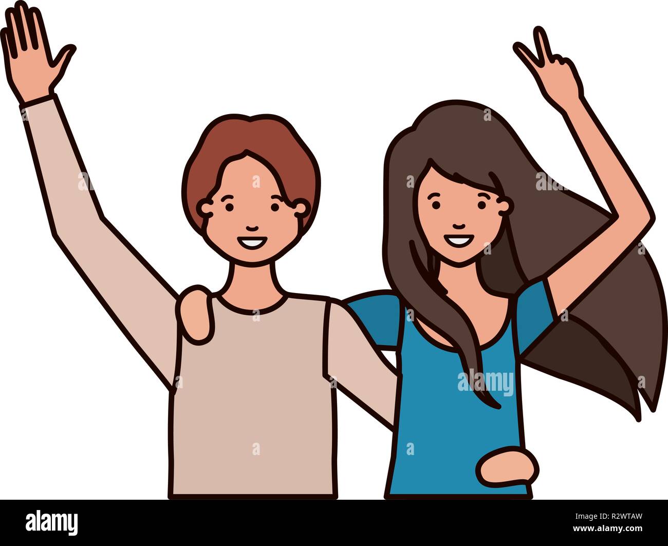 young couple with hands up avatar character Stock Vector Image & Art ...