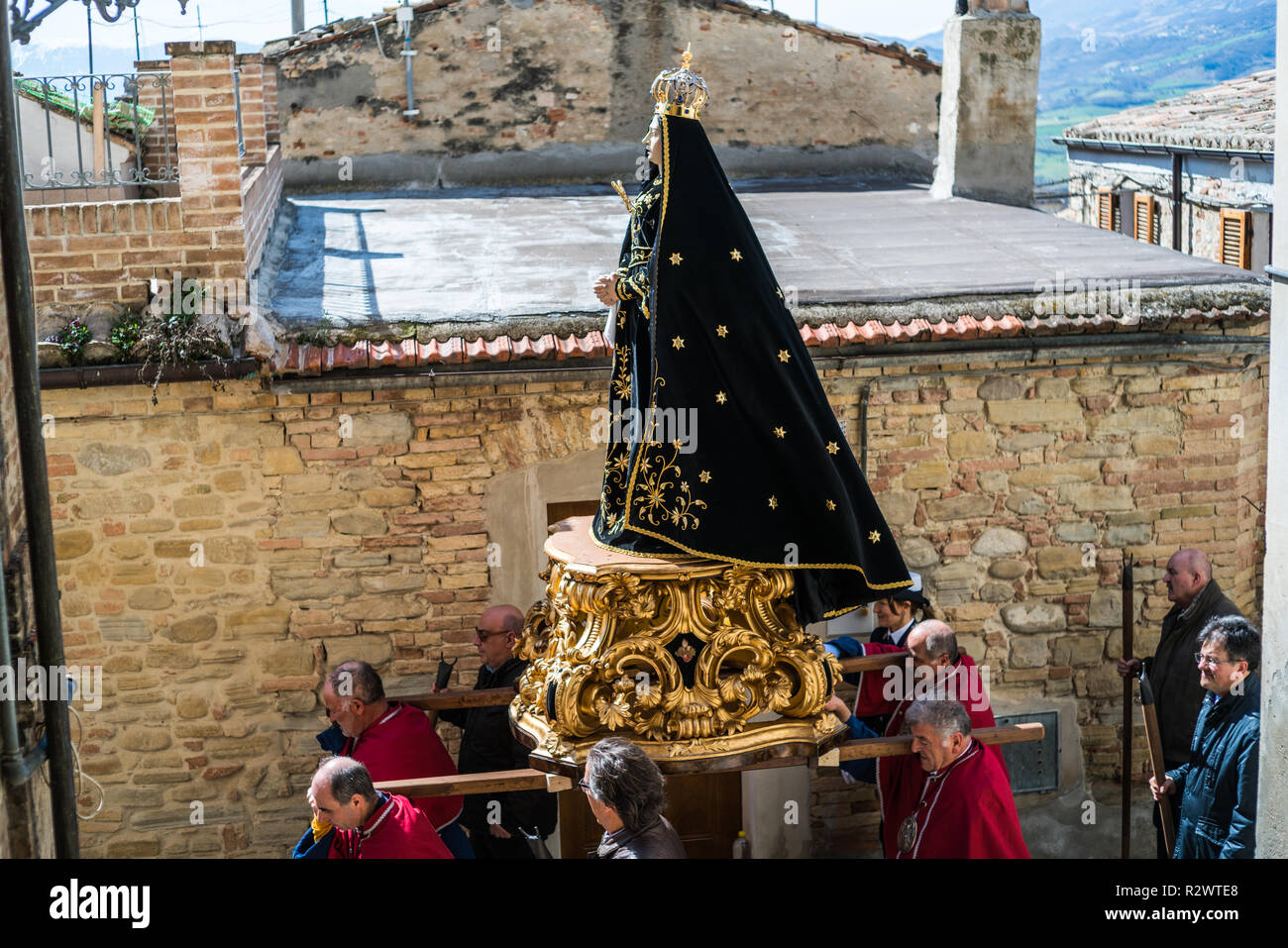Easter processions in the street of the village Penne, Italy, Europe ...