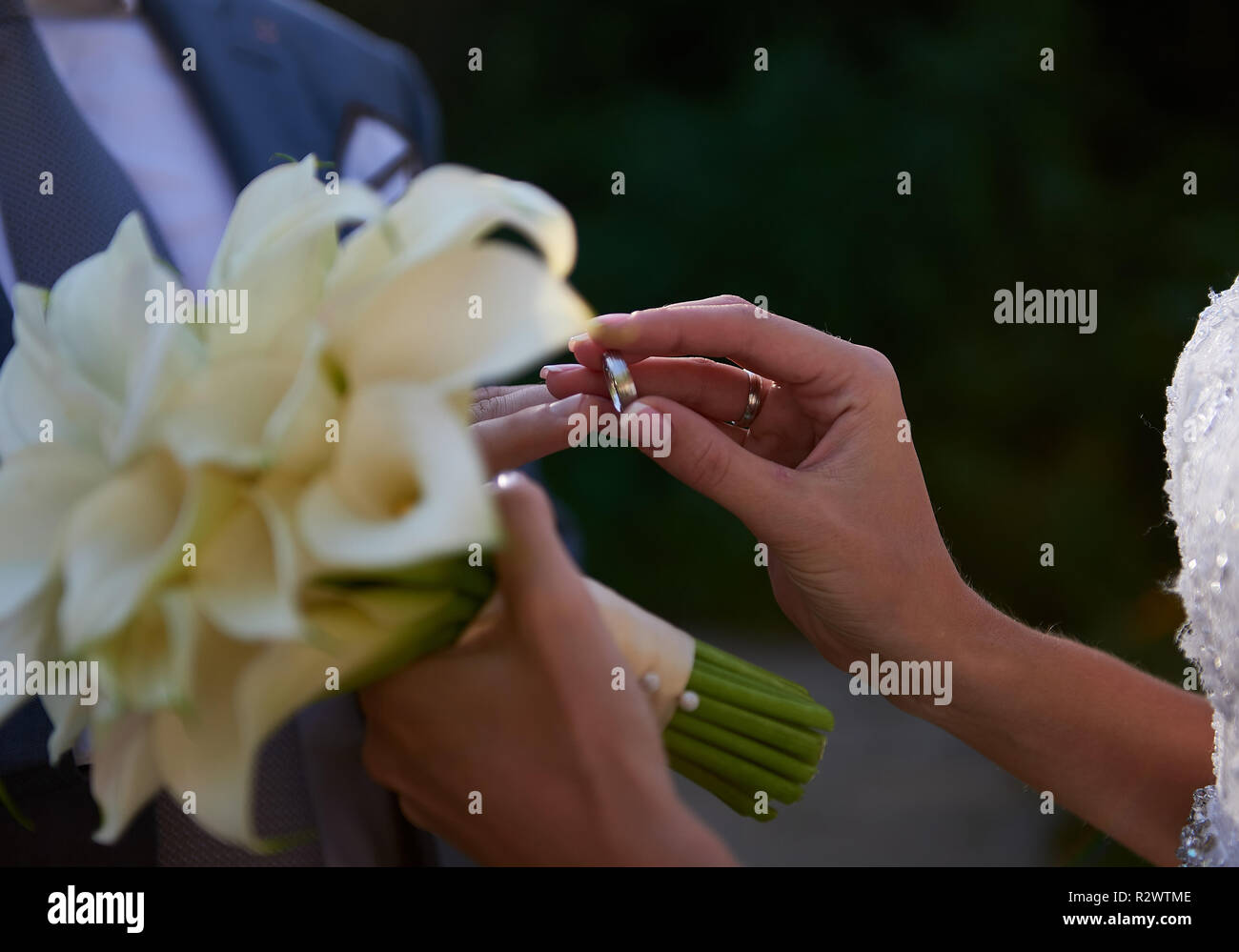 Exchanging rings wedding vows male hand rings hi-res stock photography ...