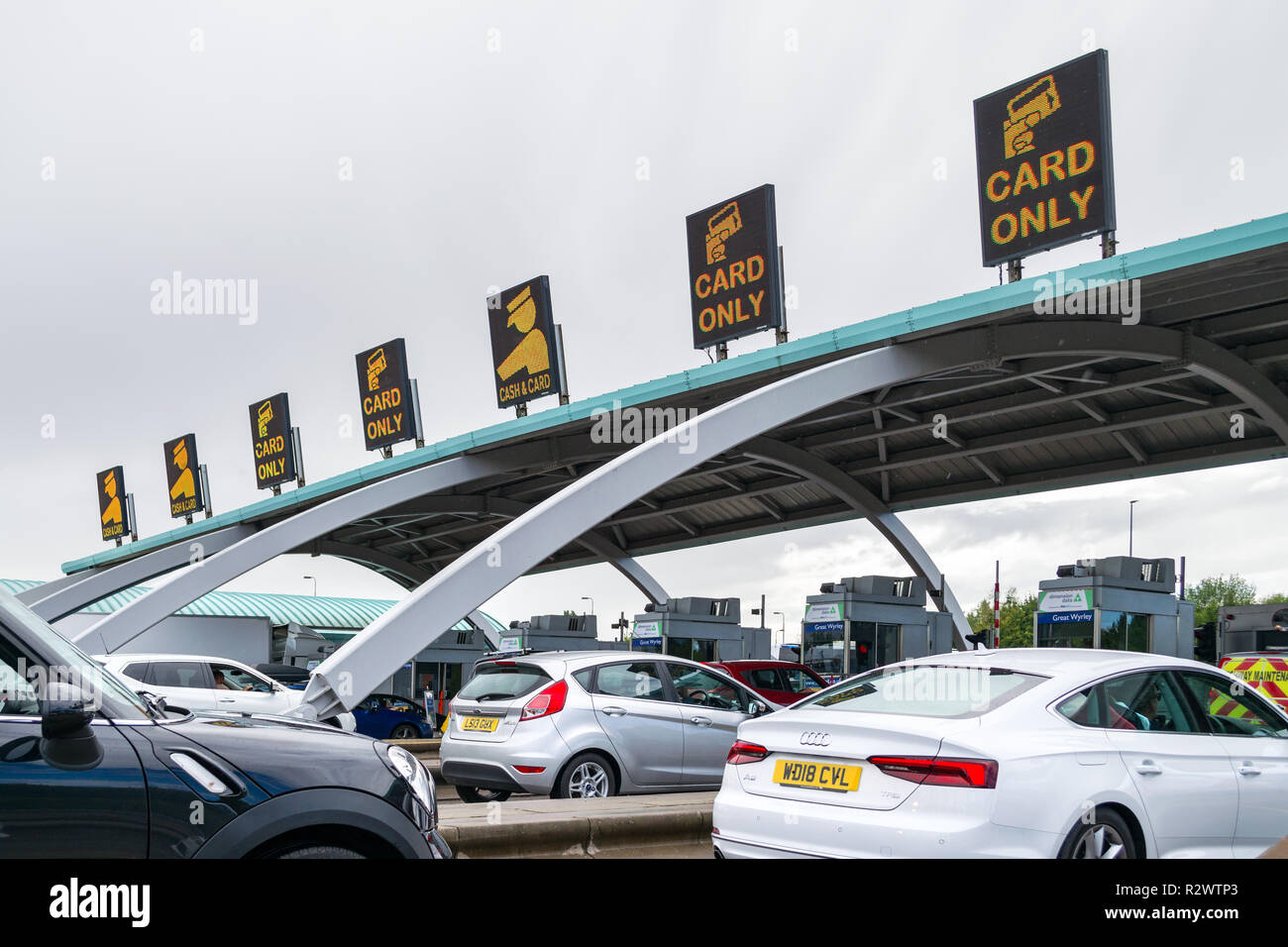 Vehicles queueing at the Great Wyrley toll booths on the M6 heading ...