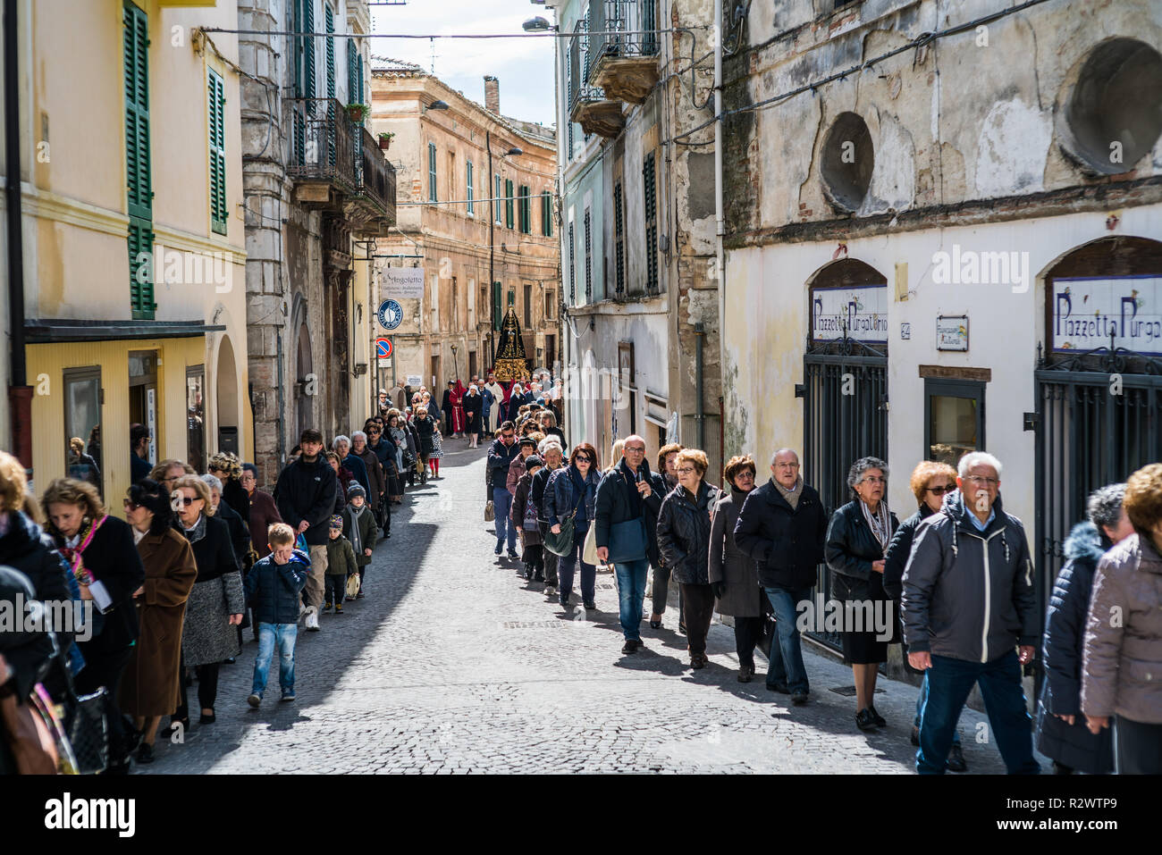 Easter processions in the street of the village Penne, Italy, Europe ...