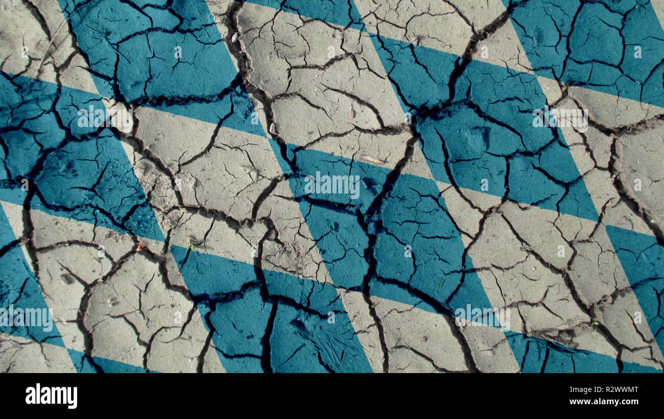 Political Crisis Or Environmental Concept: Mud Cracks With Bavaria Flag ...