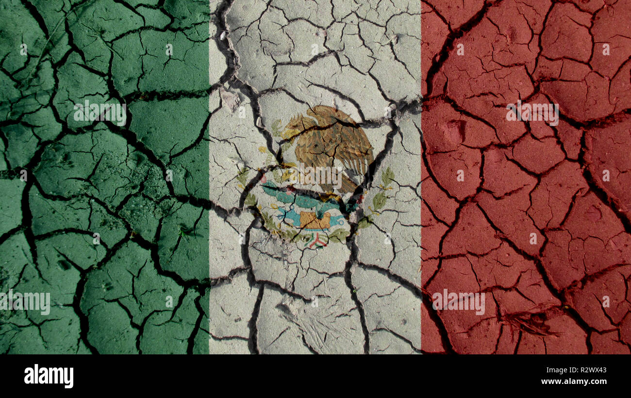 Political Crisis Or Environmental Concept: Mud Cracks With Mexico Flag ...