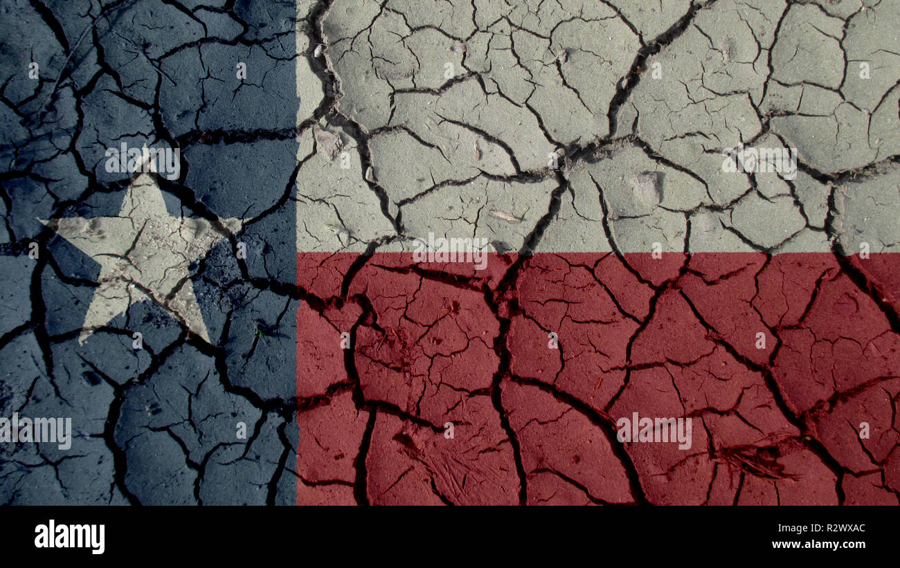 Political Crisis Or Environmental Concept: Mud Cracks With Texas Flag ...