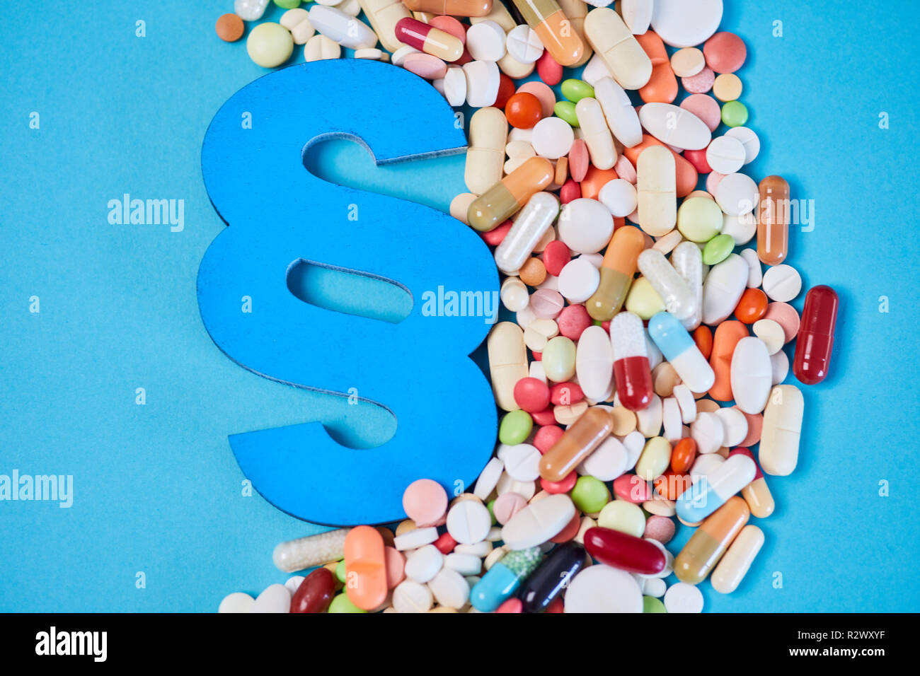 Medical law and health law concept with paragraph and medicines Stock ...