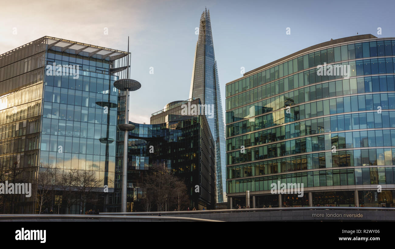 London, UK - February, 2019.View of the South Bank with the Shard, the ...