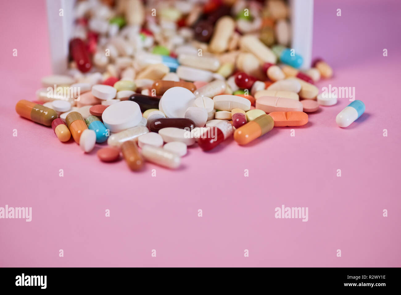 Many colorful medicines and tablets as a medicine concept Stock Photo ...
