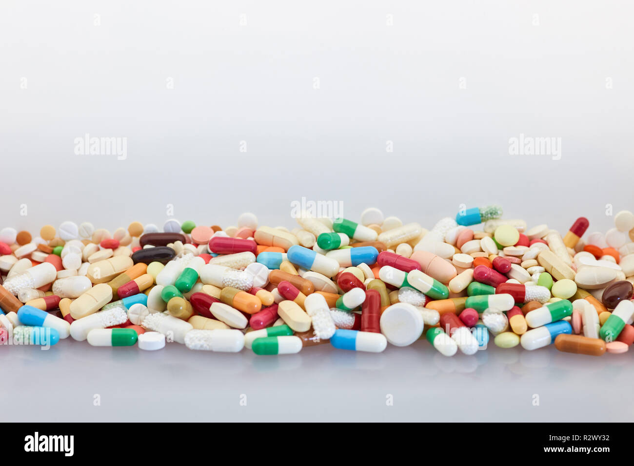 Colorful medicine medicaments with pills and tablets as headers ...