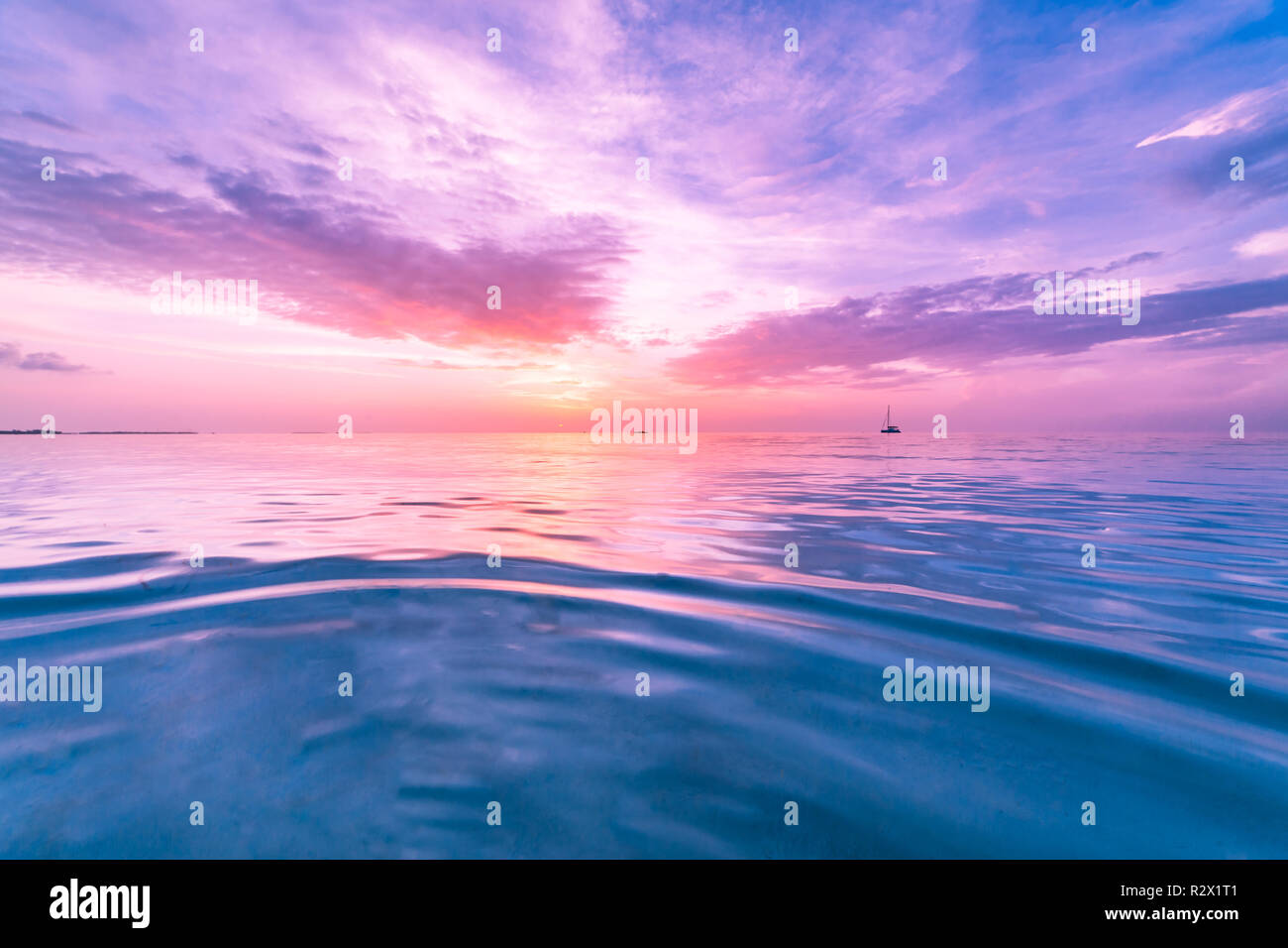 Sea sky clouds, horizon. Colorful seascape horizontal background banner ...