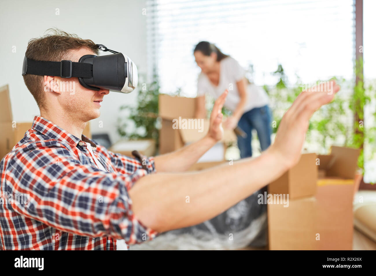Reality virtual man concept hands hi-res stock photography and images ...