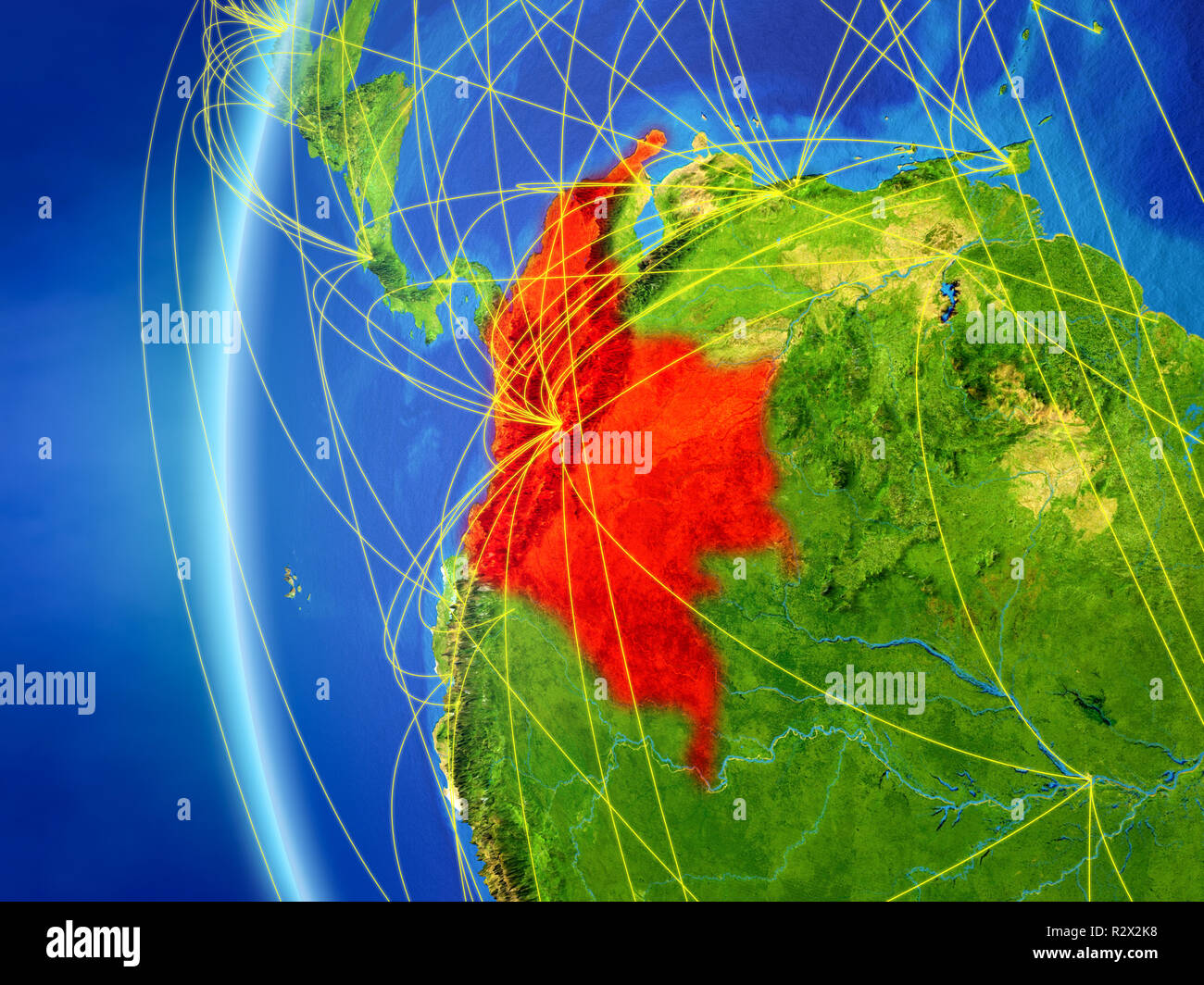 Network map colombia country hi-res stock photography and images - Alamy