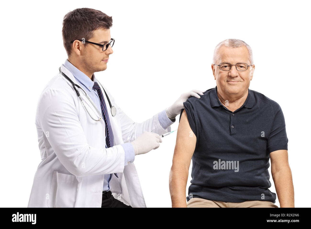 Doctor Giving A Drug Injection Cut Out Stock Images & Pictures - Alamy
