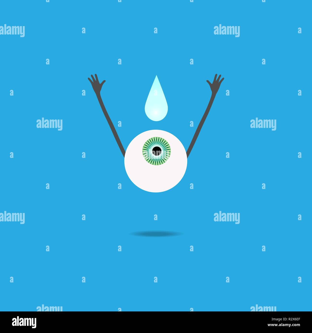 Cartoon human eye rejoices in moisturizing. Vector illustration Stock ...