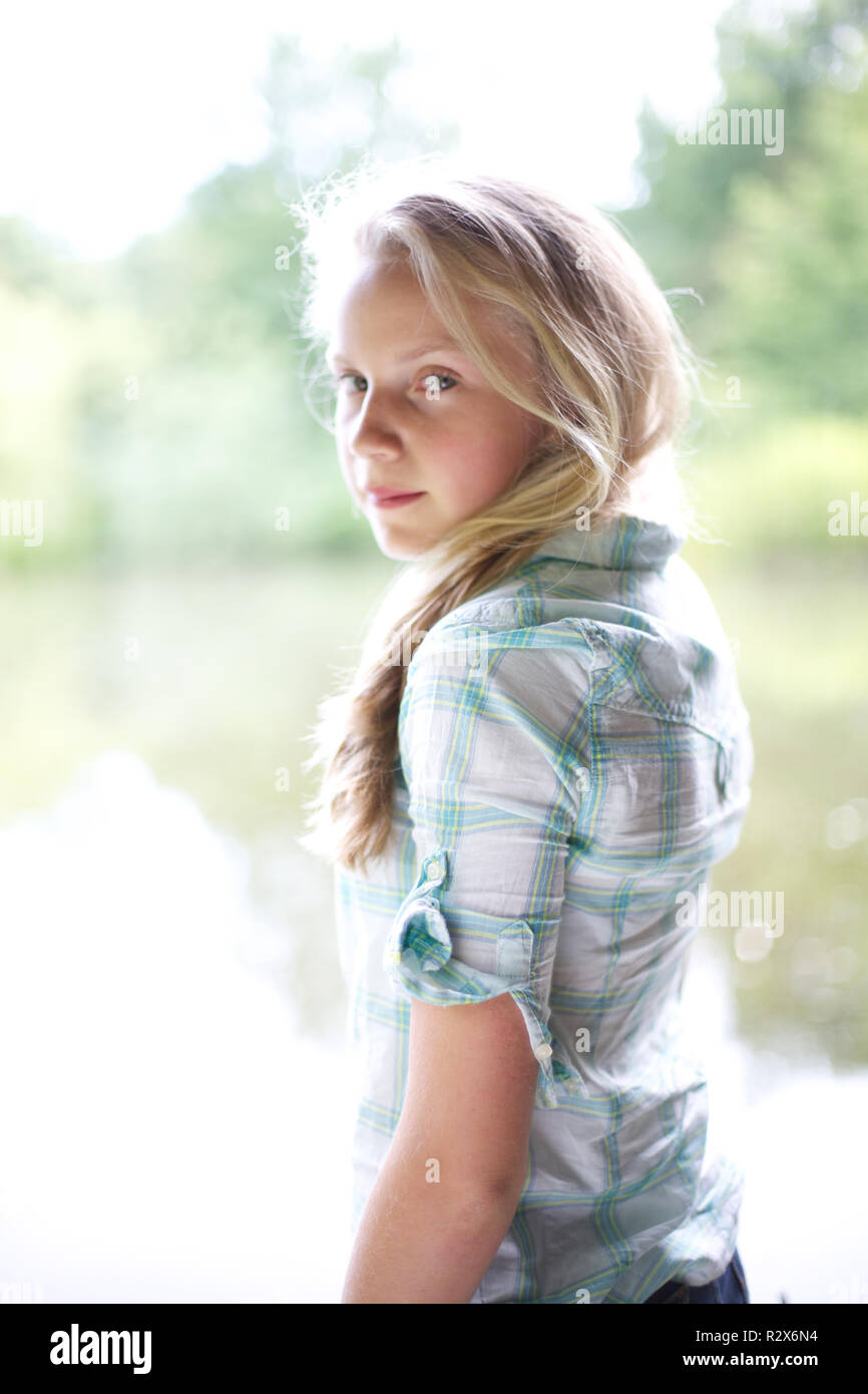 Normal Teenage Girl Selfie Portrait Of A Natural Blonde. Teen Girl On