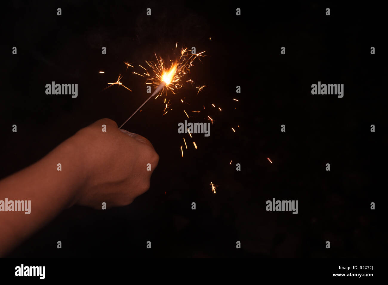 Selective focus. Fireworks Holiday firework in night Firecracker sparks ...