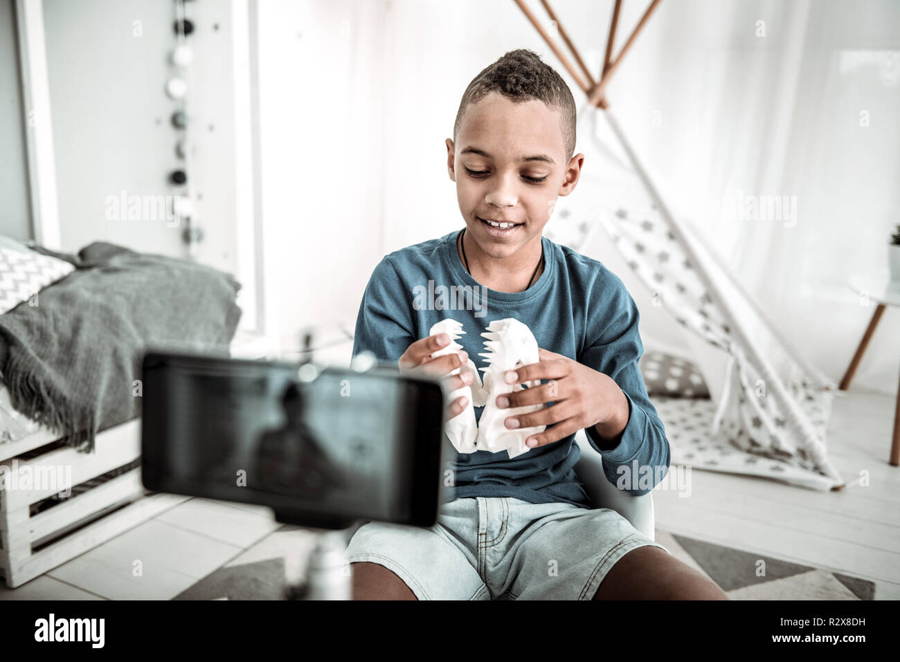 Positive smart boy being interested in science Stock Photo - Alamy