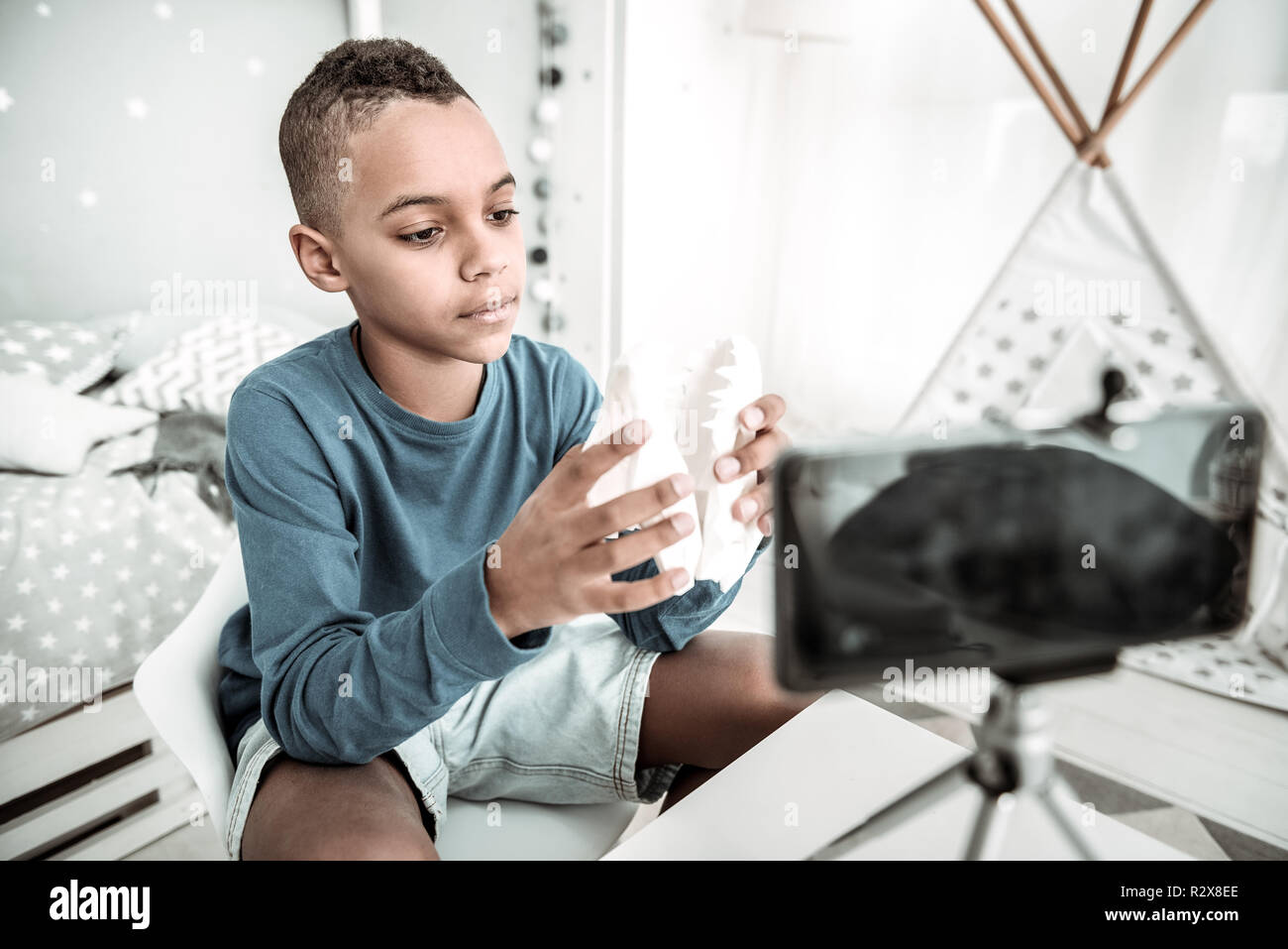 Teen boy video camera hi-res stock photography and images - Alamy