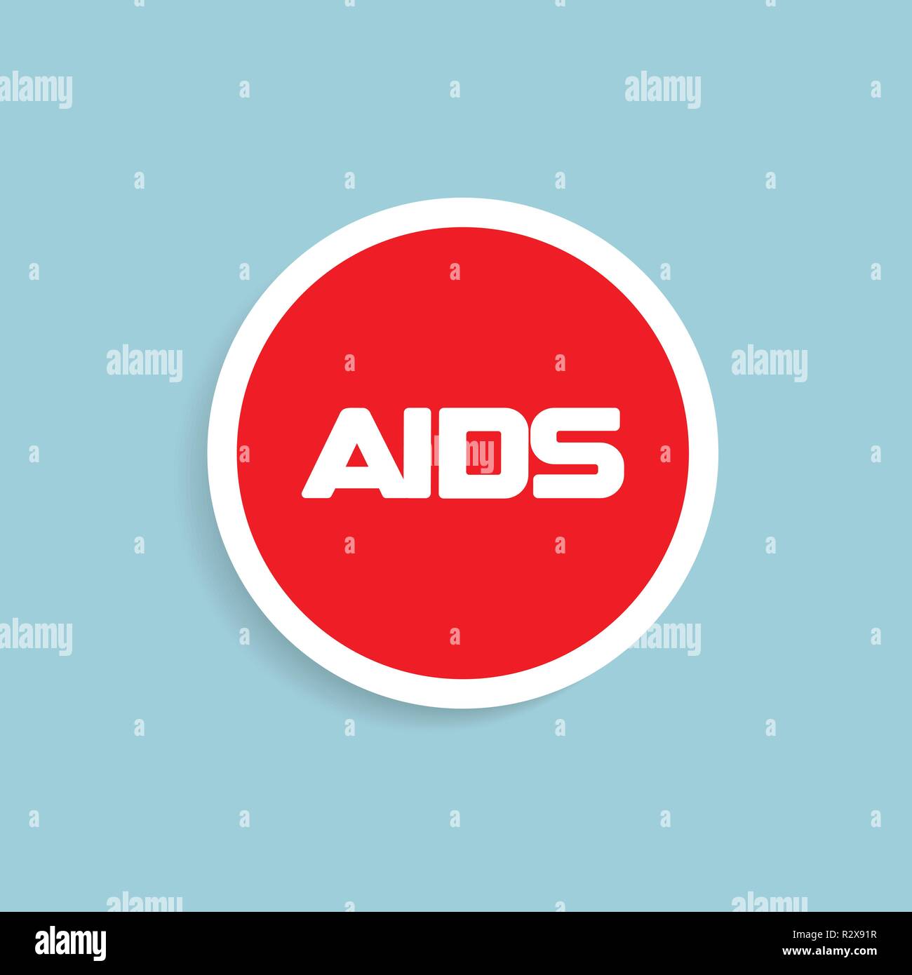 Stop AIDS red round design vector emblem. HIV awareness, care and help ...