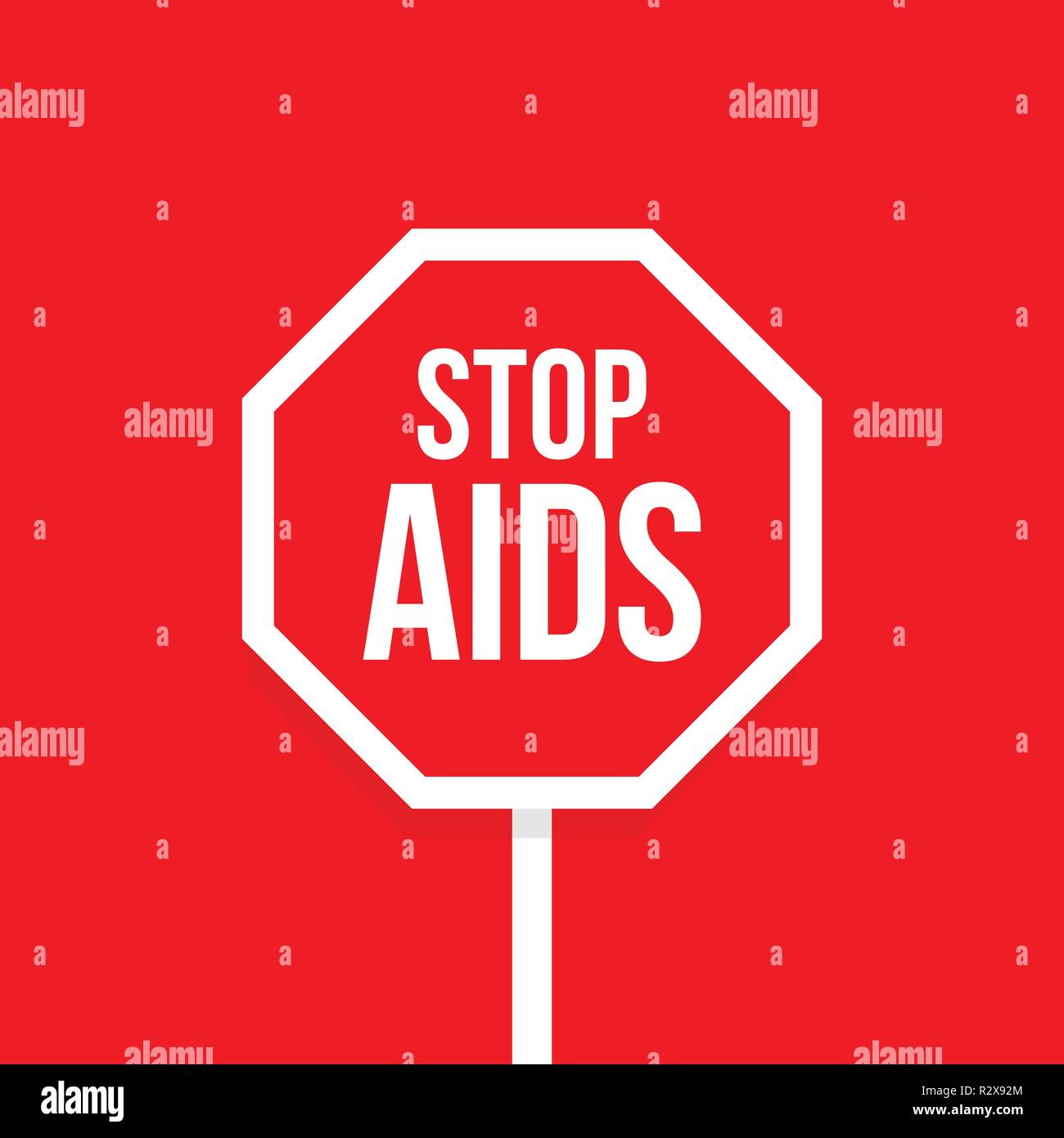 Stop Aids Red Octagonal Road Sign Design Vector Emblem Hiv Awareness