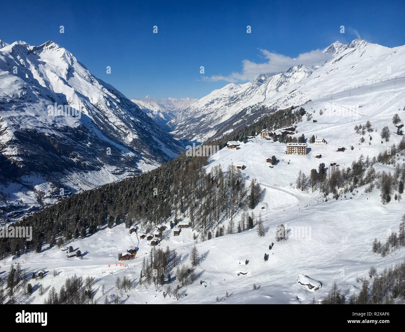 Beautiful panoramic view to Zermatt and Mattertal (matter valley) with ...