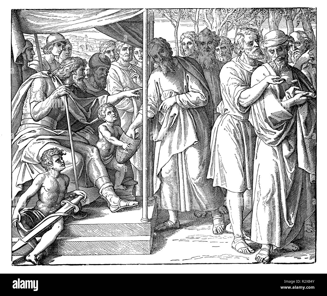 Distribution of the Promised Land, Julius Schnorr von Carolsfeld Stock ...
