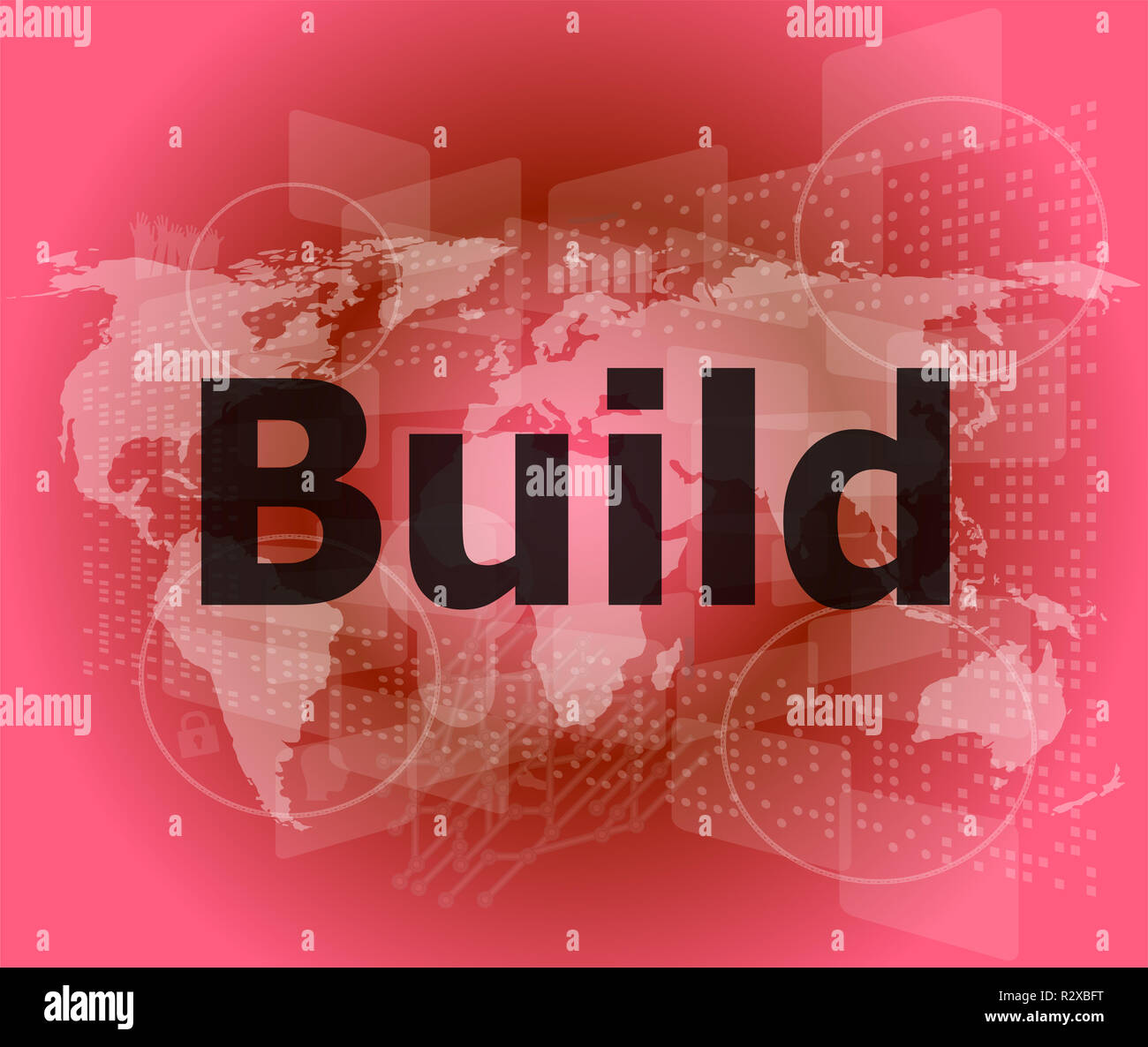 The word build on digital screen, business concept Stock Photo - Alamy