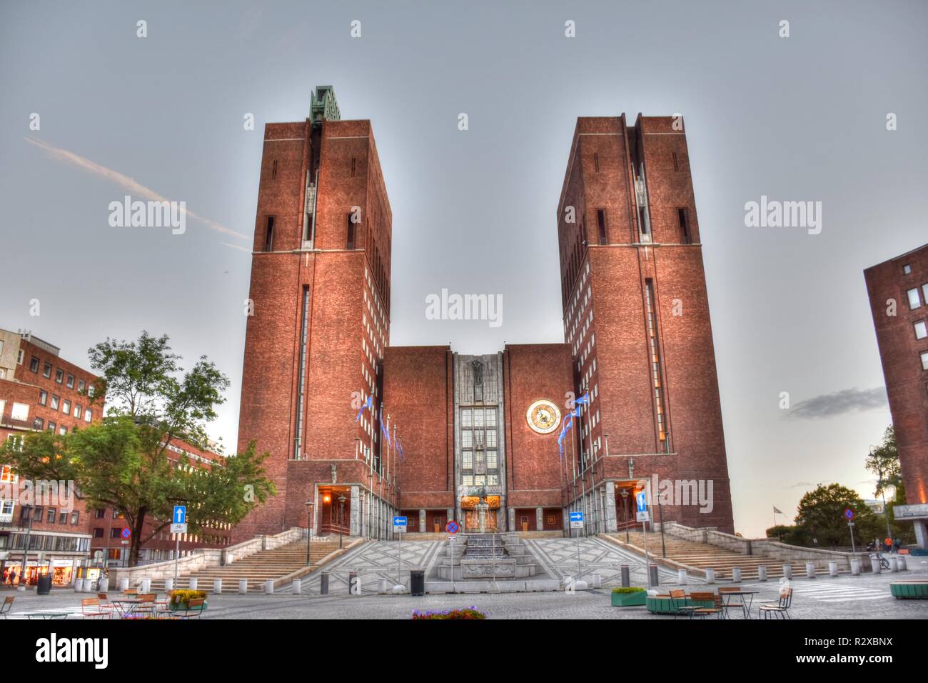 Oslo, Rathaus, Hafen, Stadthafen, Ostturm, Westturm, Glockenspiel ...