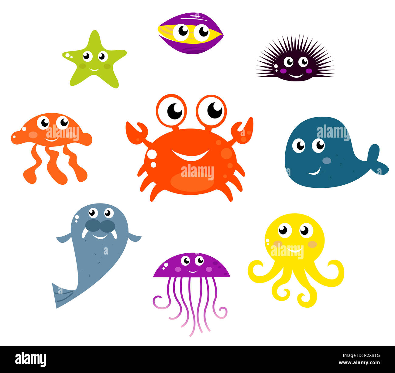 Cartoon sea creatures animal collection hi-res stock photography and ...