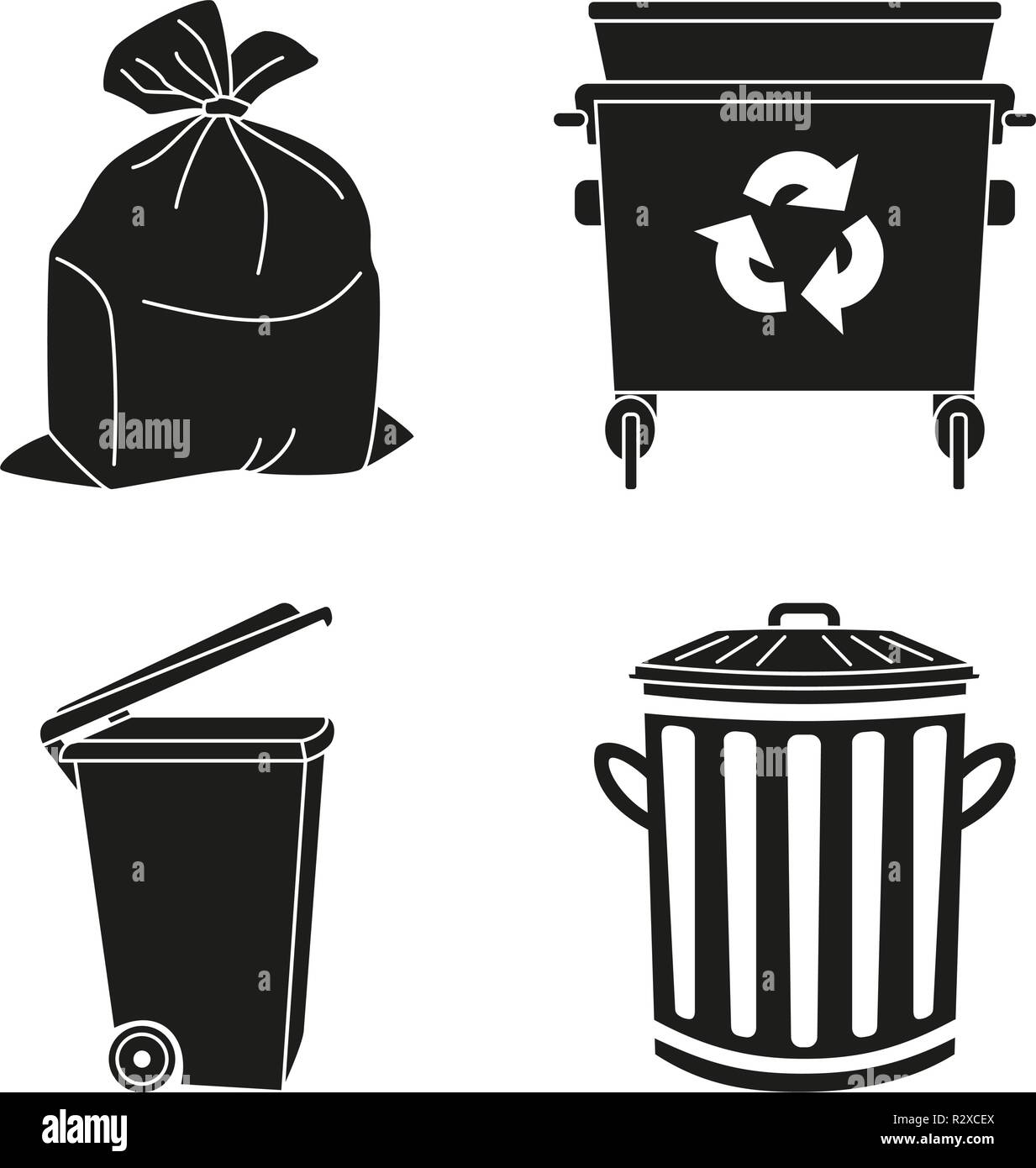 Black and white garbage silhouette collection Stock Vector Image & Art ...