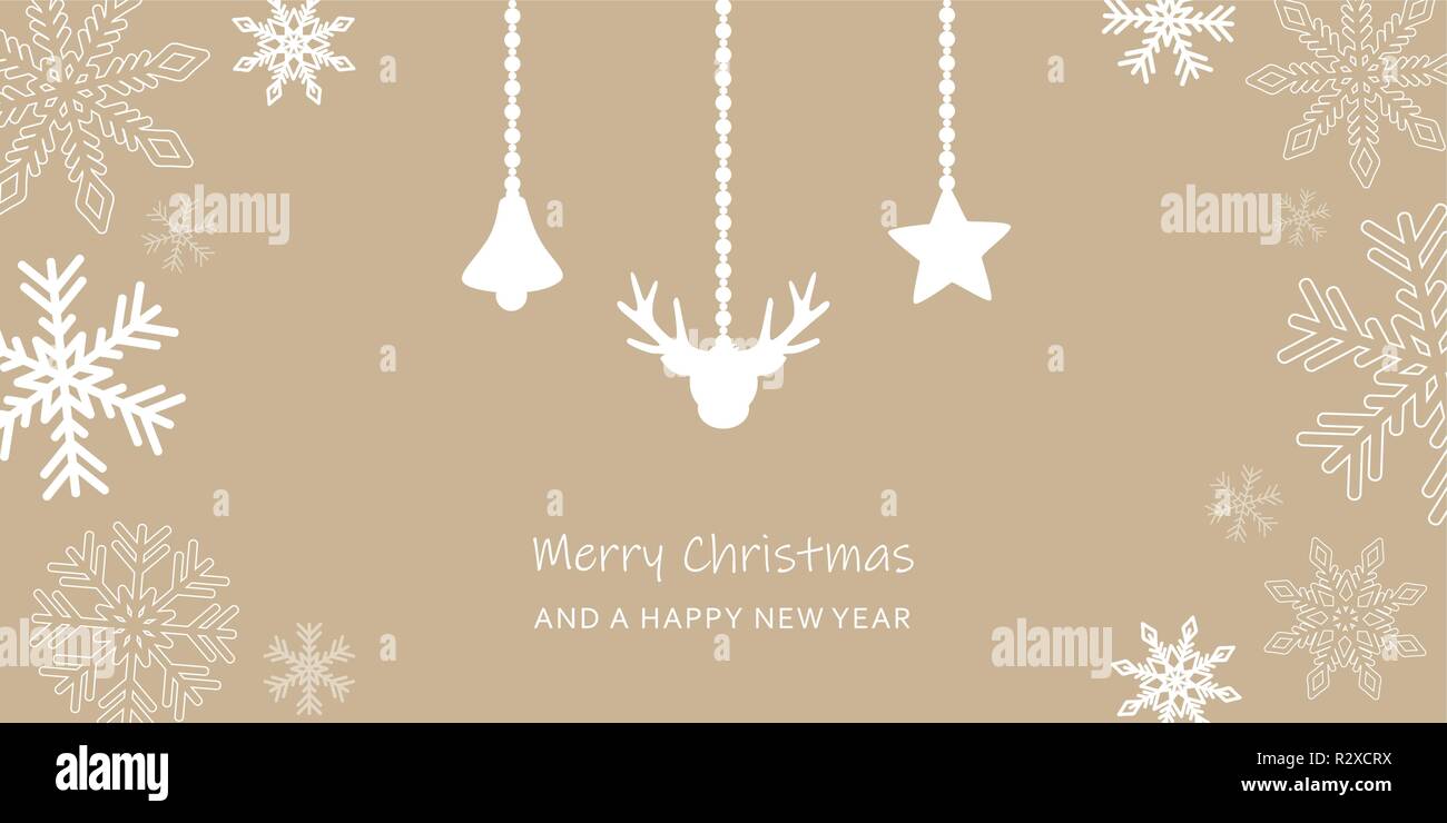 christmas greeting card with snowflake border and reindeer decoration ...