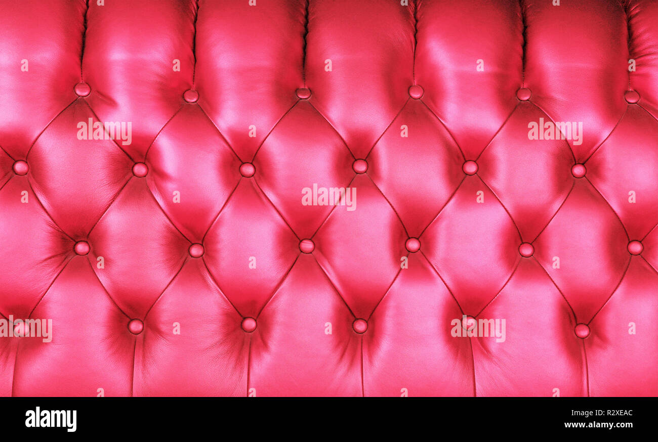 Background texture of pink capitone genuine leather, retro Chesterfield ...