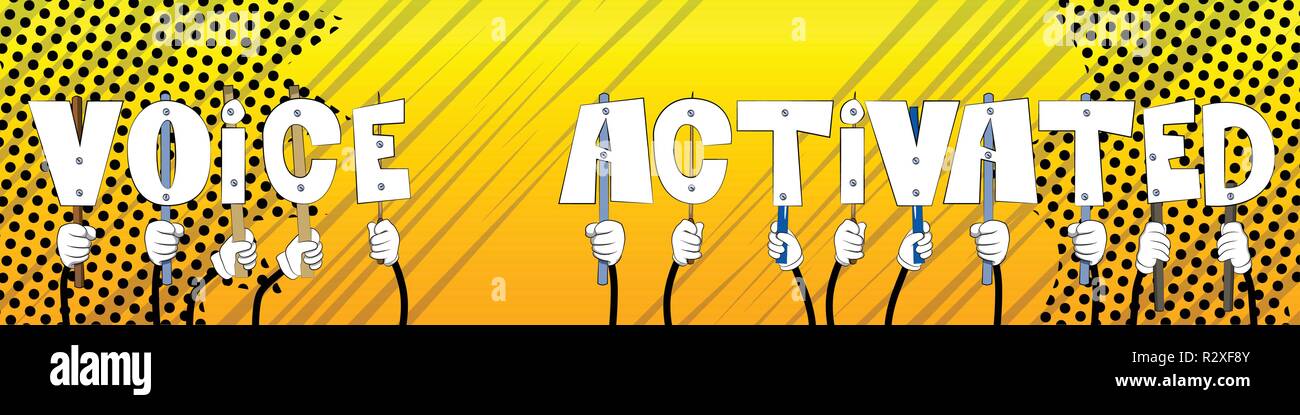 Diverse hands holding letters of the alphabet created the words Voice ...