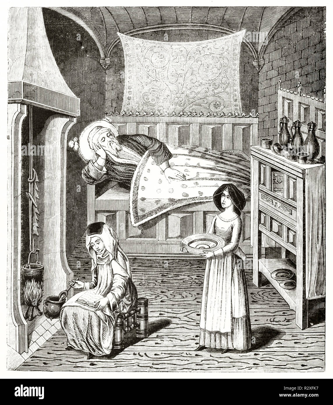 Old lady cooking illustration hi-res stock photography and images - Alamy