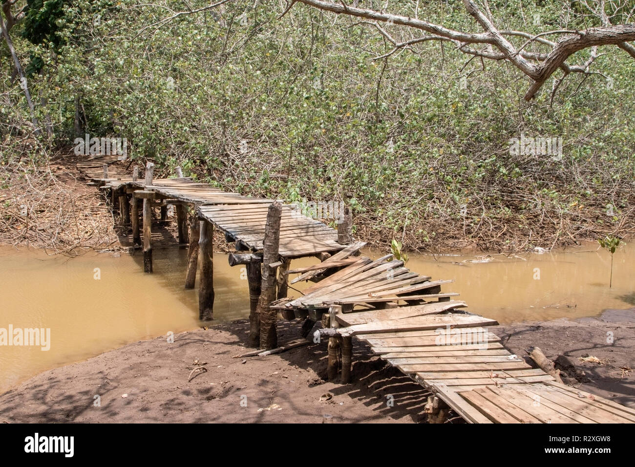 decayed bridge, unsafe and unsound, Mayotte, Comoros islands, Indian ...