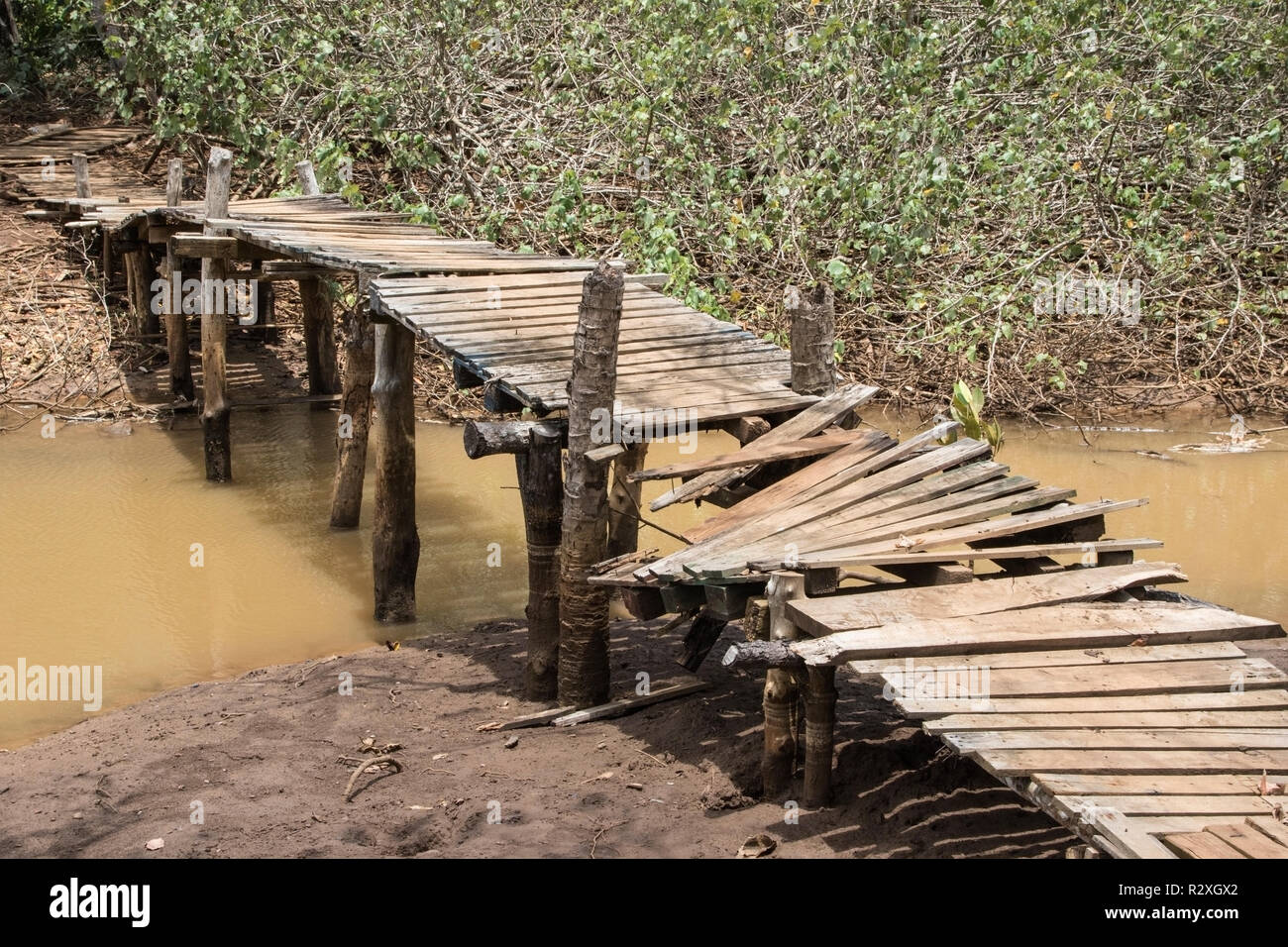 decayed bridge, unsafe and unsound, Mayotte, Comoros islands, Indian Ocean Stock Photo - Alamy