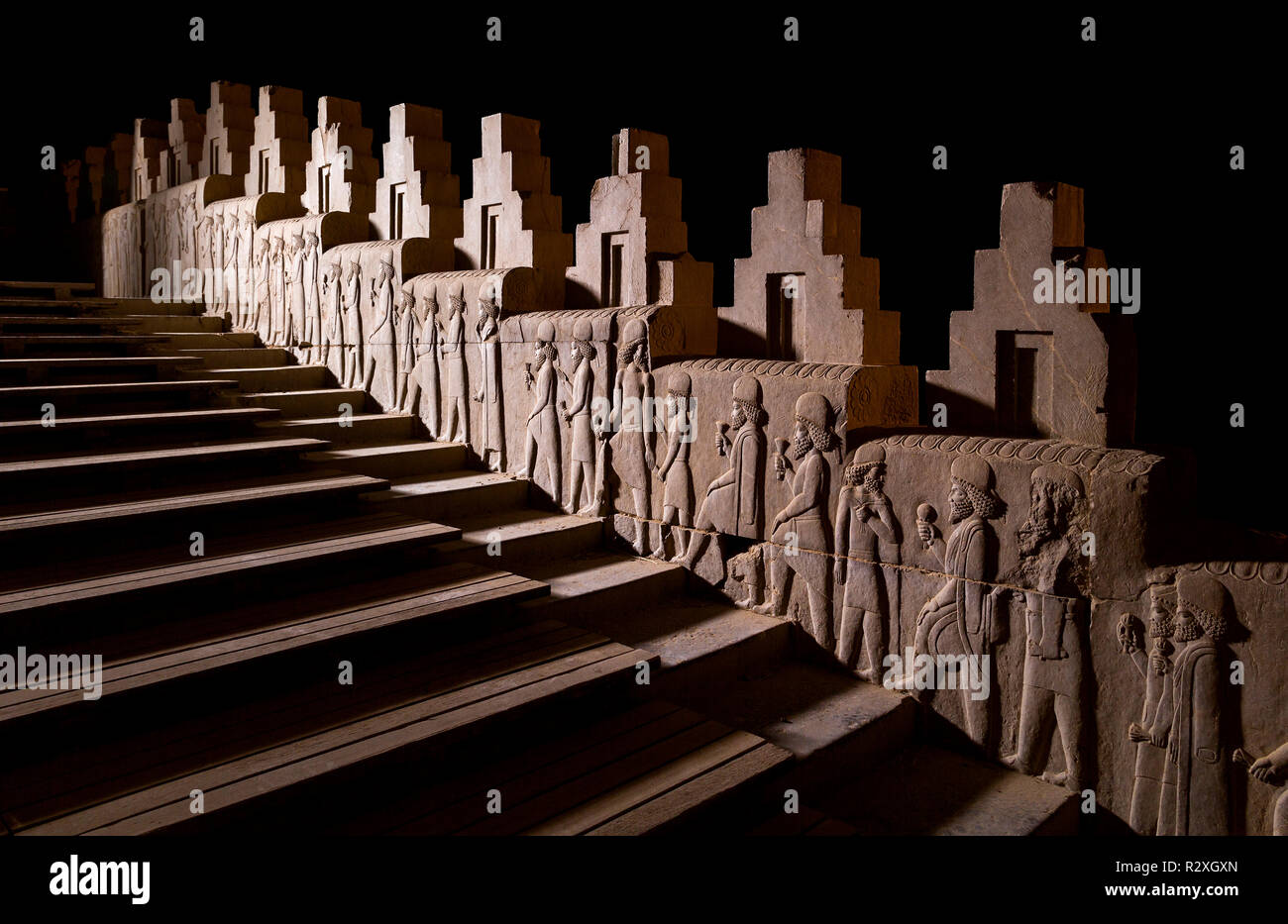 Relief sculpture of the subject people of the Achaemenian Empire climb ...