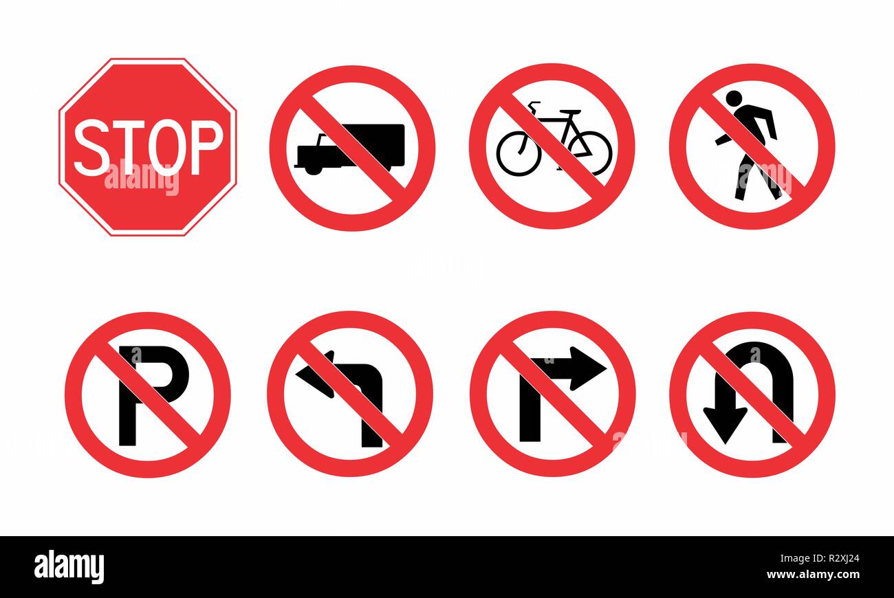 A set of colorful traffic signs illustrations Stock Vector Image & Art ...