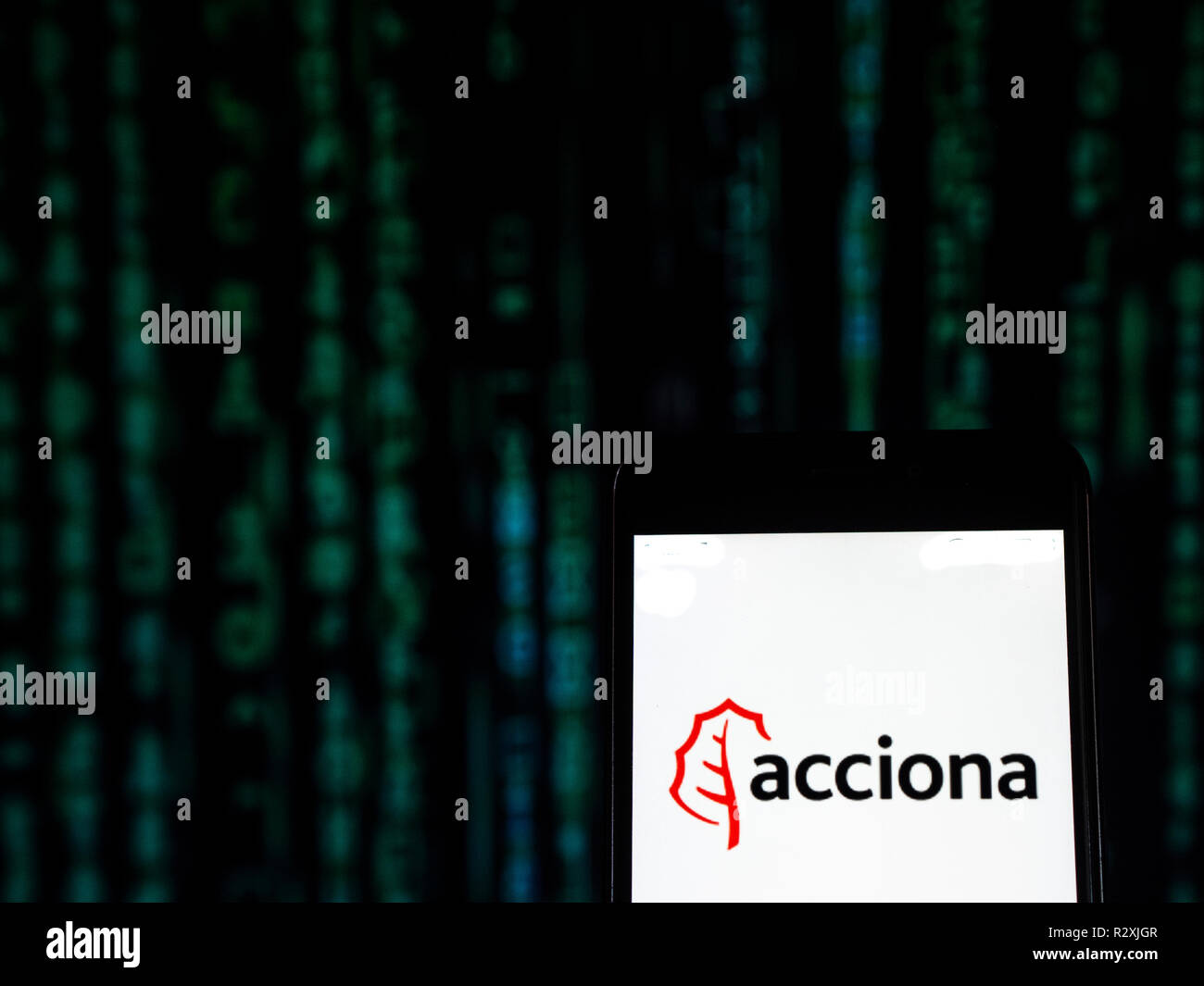 Acciona Infrastructure company logo seen displayed on a smart phone ...