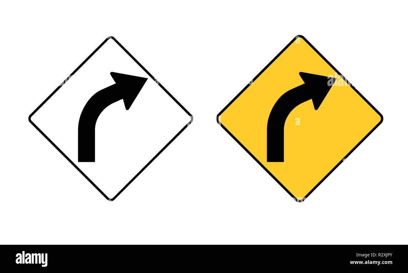 Illustration of road sign indicating right turn Stock Vector Image ...