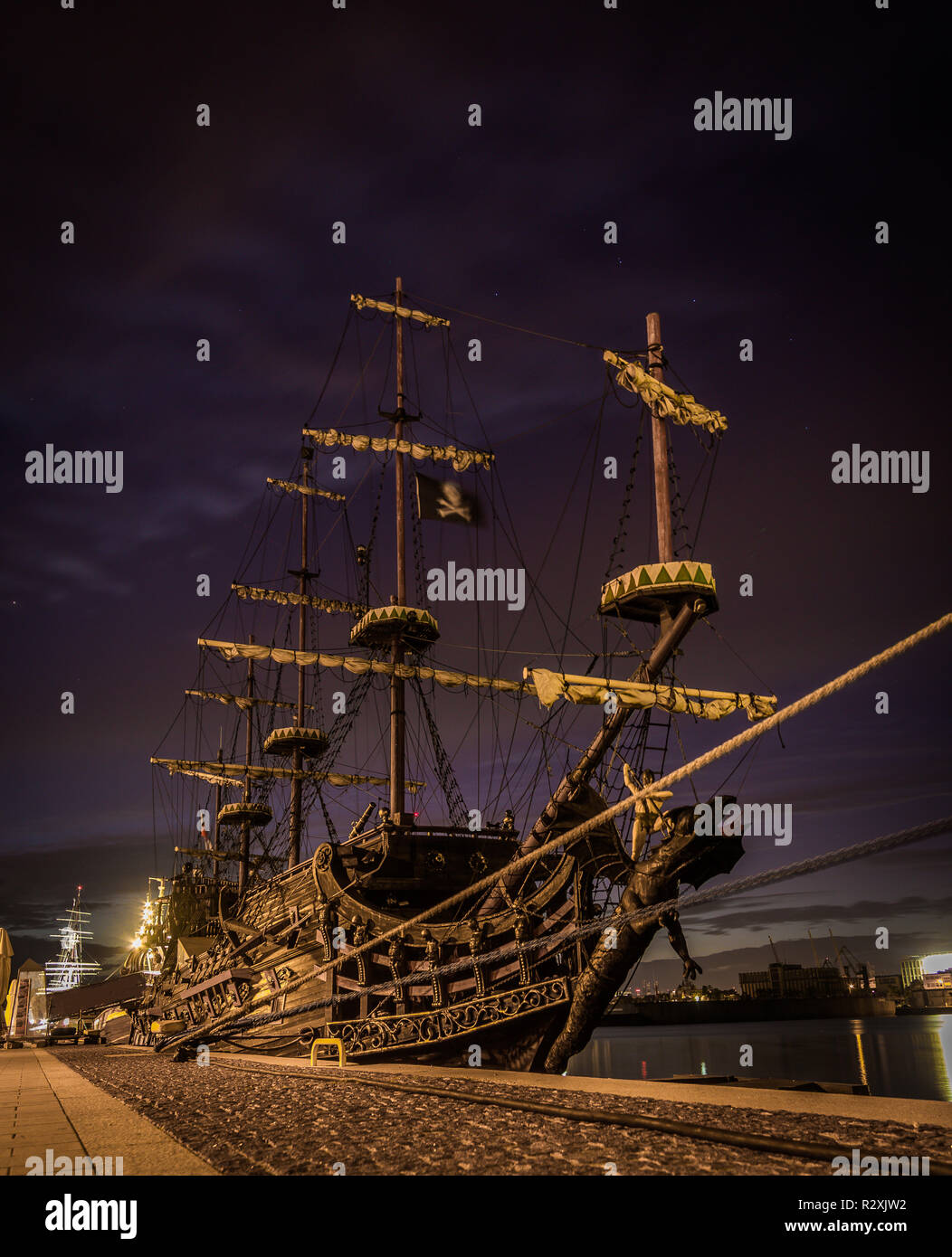 Old pirate ship anchored by the pier in Sopot, Gdyna Stock Photo - Alamy