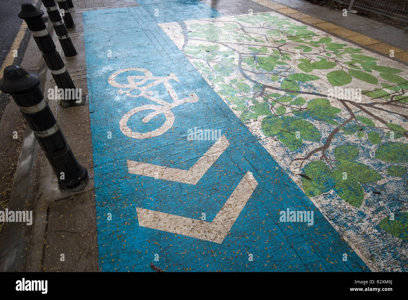 Cycle lane signage at Kuala Lumpur City Centre (KLCC), Malaysia Stock ...