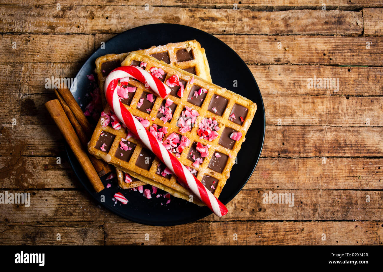 Homemade waffles with Christmas decorations and symbols Stock Photo - Alamy