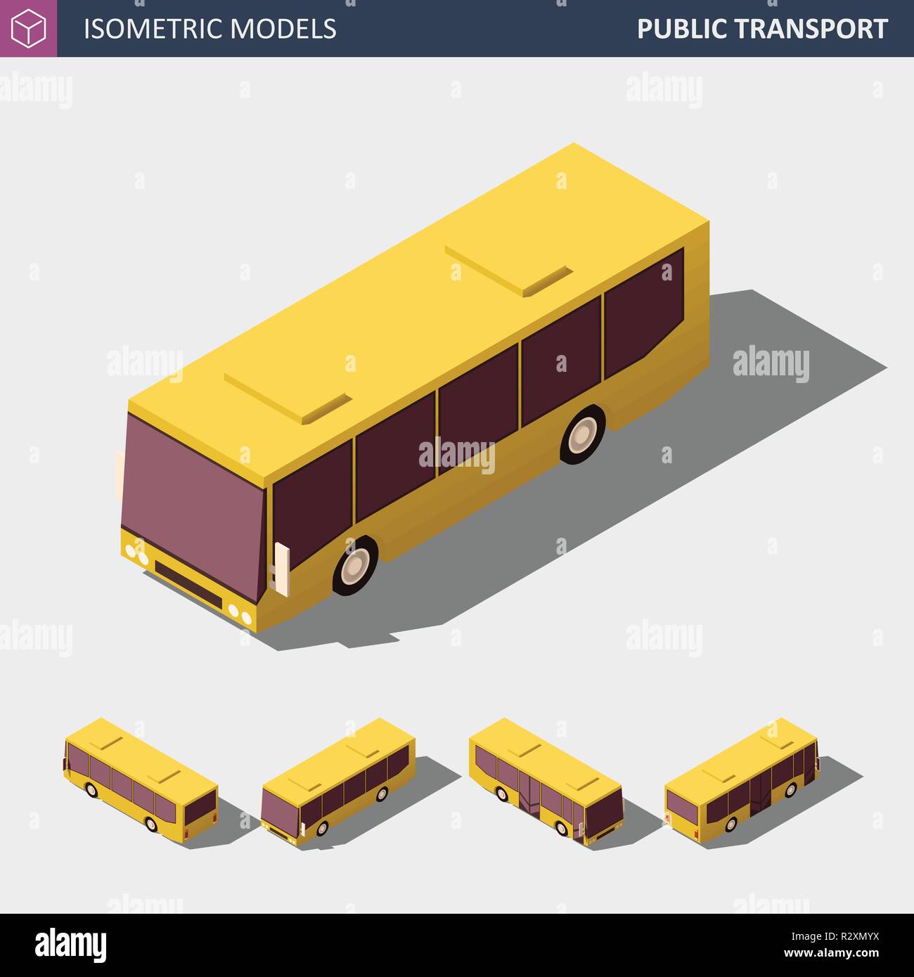 Isometric Icon of Public City Bus. Vector Illustration Stock Vector ...